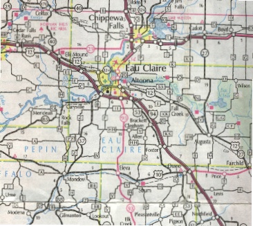 Strum, Wisconsin on the Highway Map